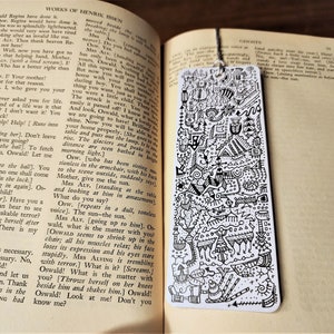 Handmade White Doodle Bookmarks With Matte Finish and Tassel - Etsy