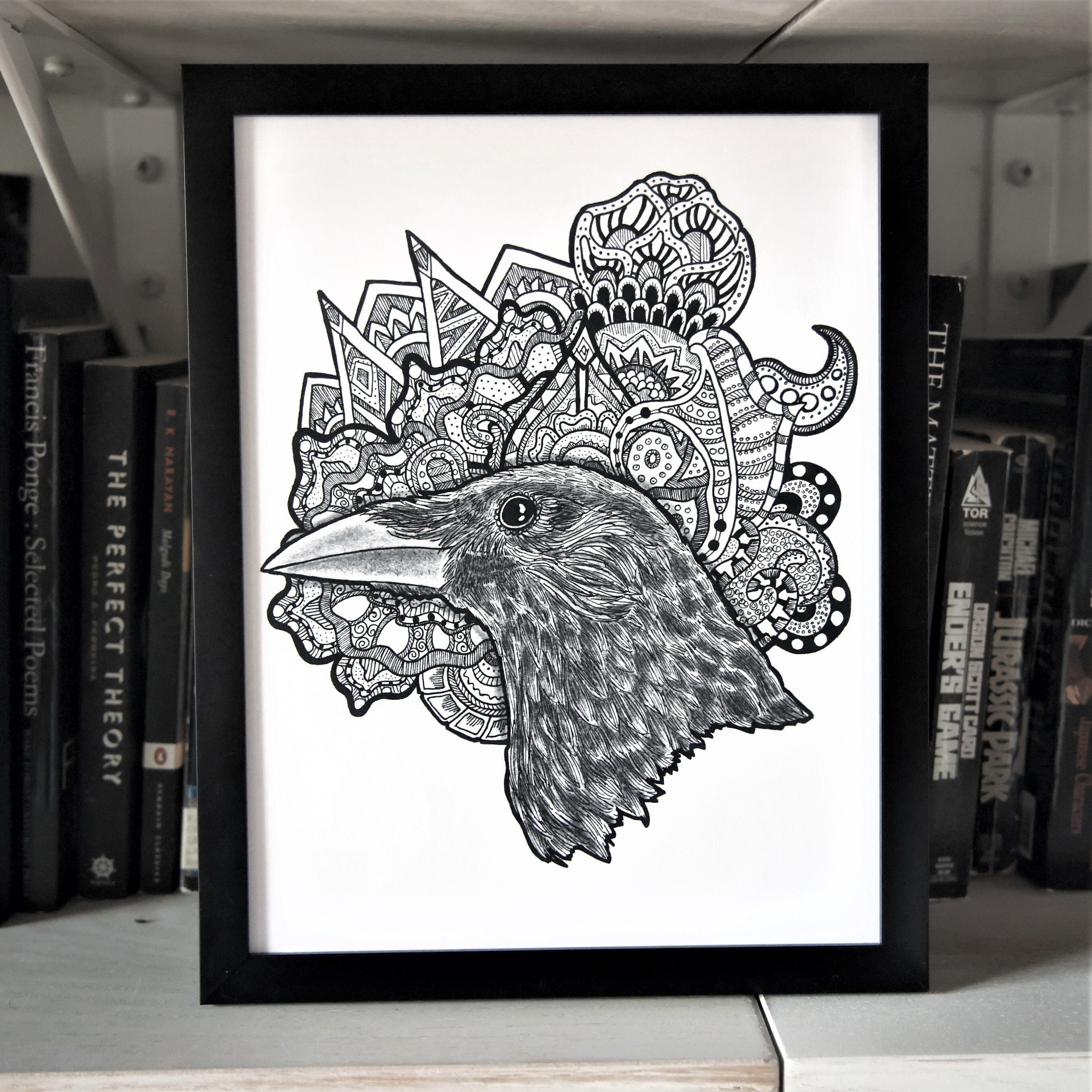 Mandala Crow Archival Print From Original Pencil and Ink Drawing - Etsy