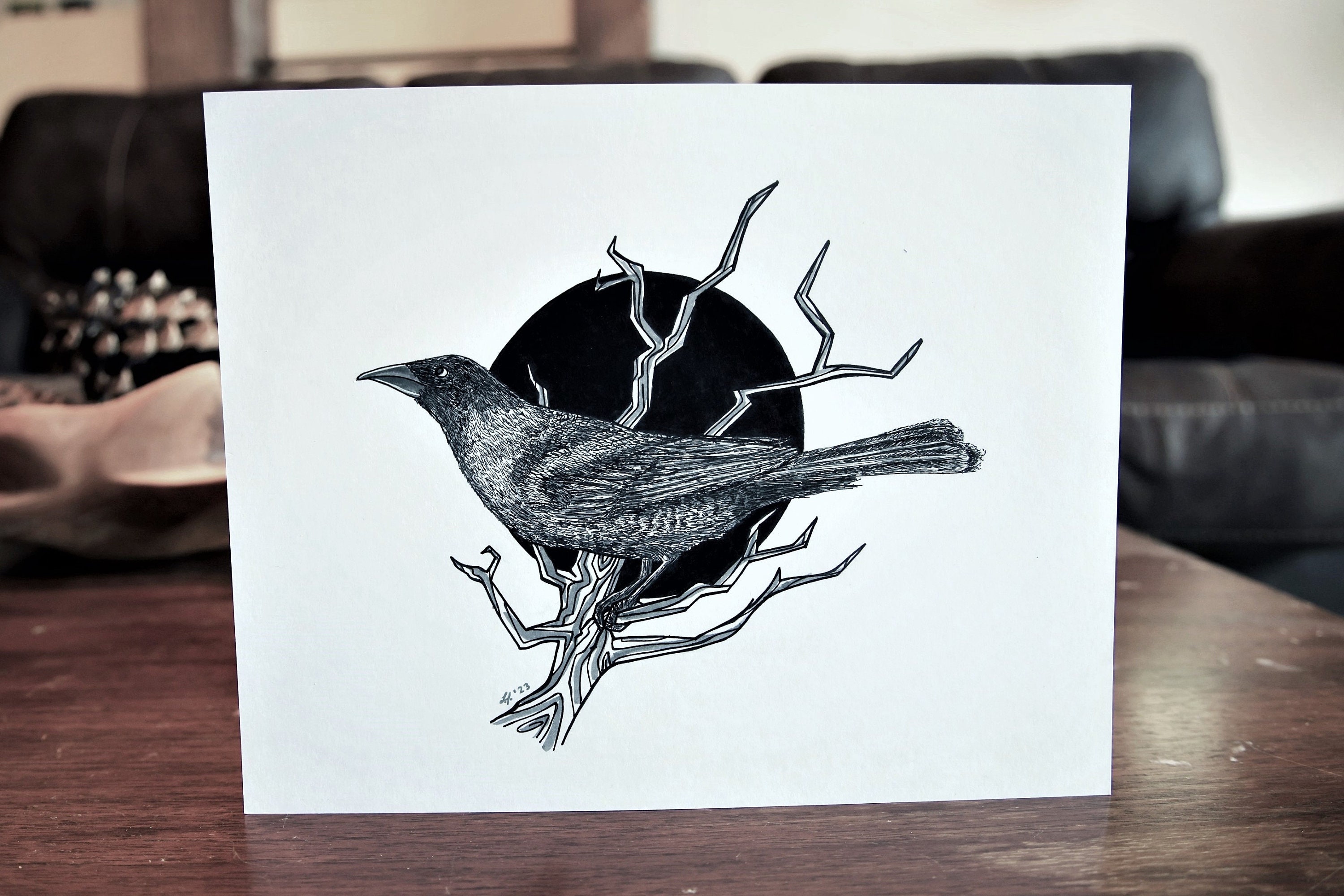 Original Grackle Pen and Ink Drawing Perfect for Gothic Bird - Etsy