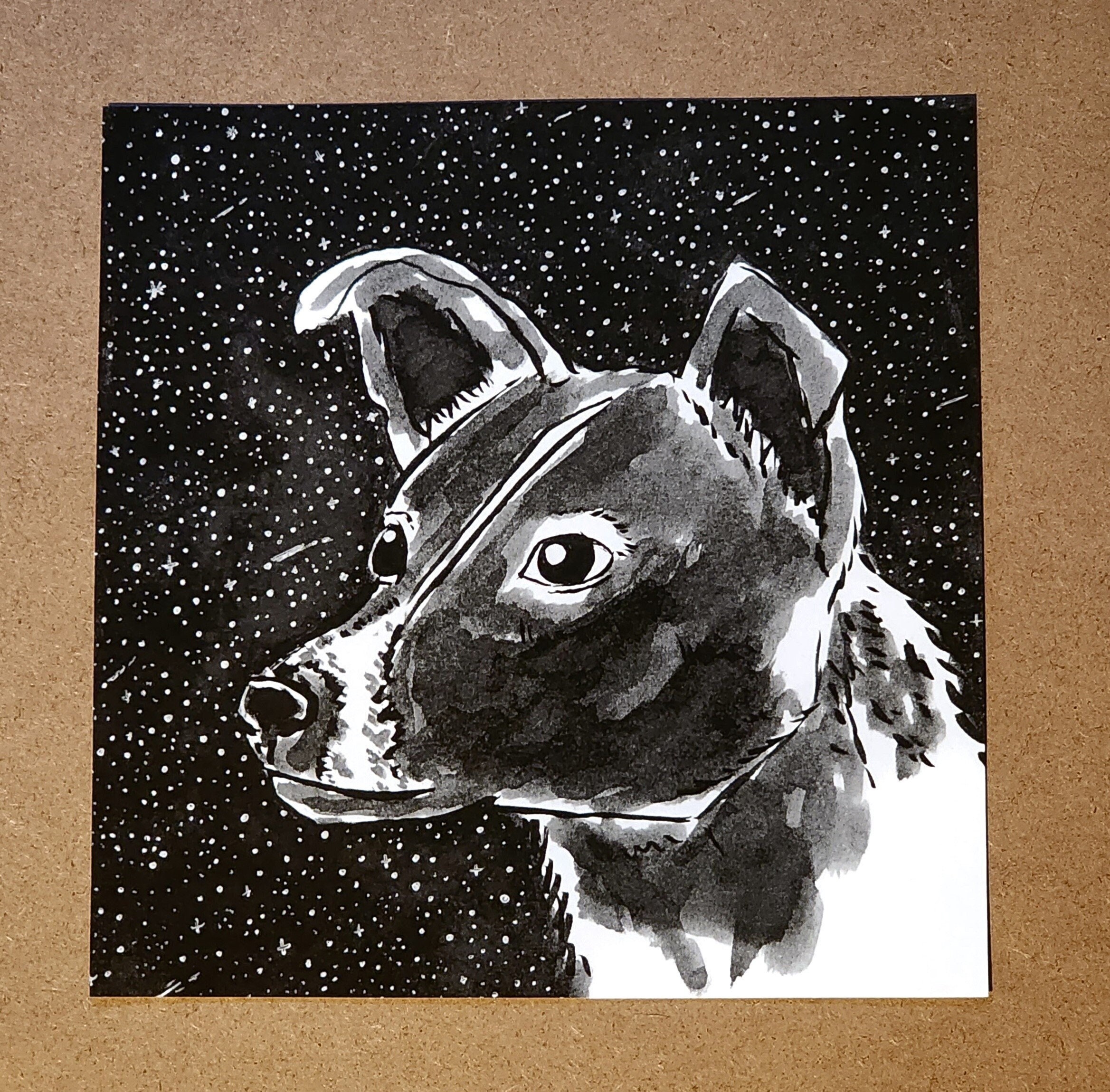 Laika the Dog Original Inkbrush Drawing Print - Etsy