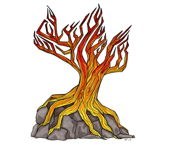 Tree On Fire Drawing