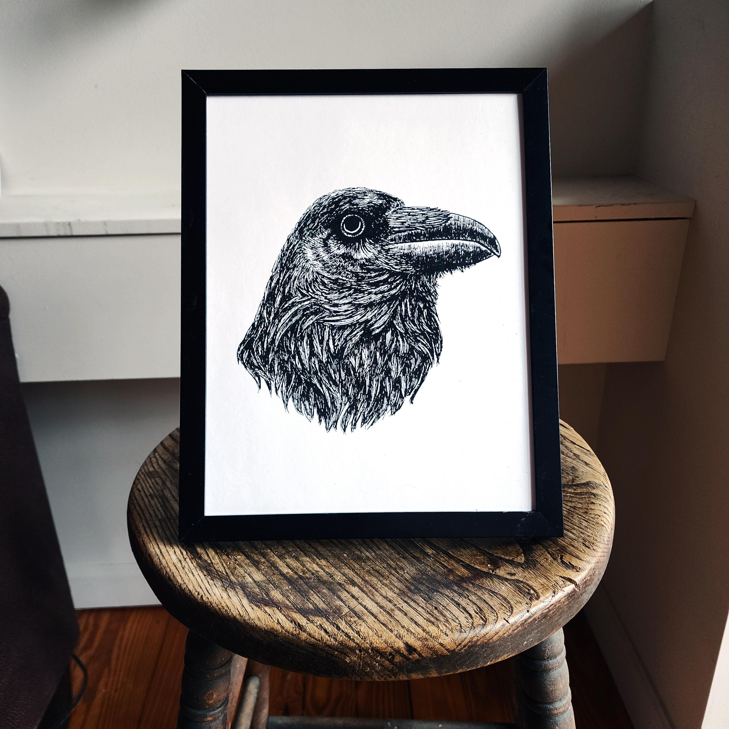 Raven Portrait Original Drawing Archival Print - Etsy