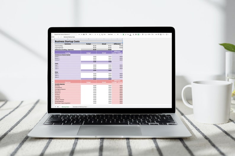 Business Startup Cost Tracker, Business Budget, Business Budget Google ...