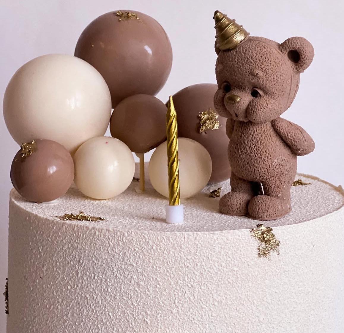 Fondant Teddy Bear Cake Topper, Bear Blowing Out a Candle - Etsy