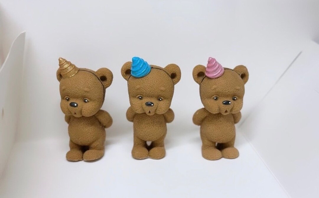 Fondant Teddy Bear Cake Topper Bear Blowing Out a Candle - Etsy