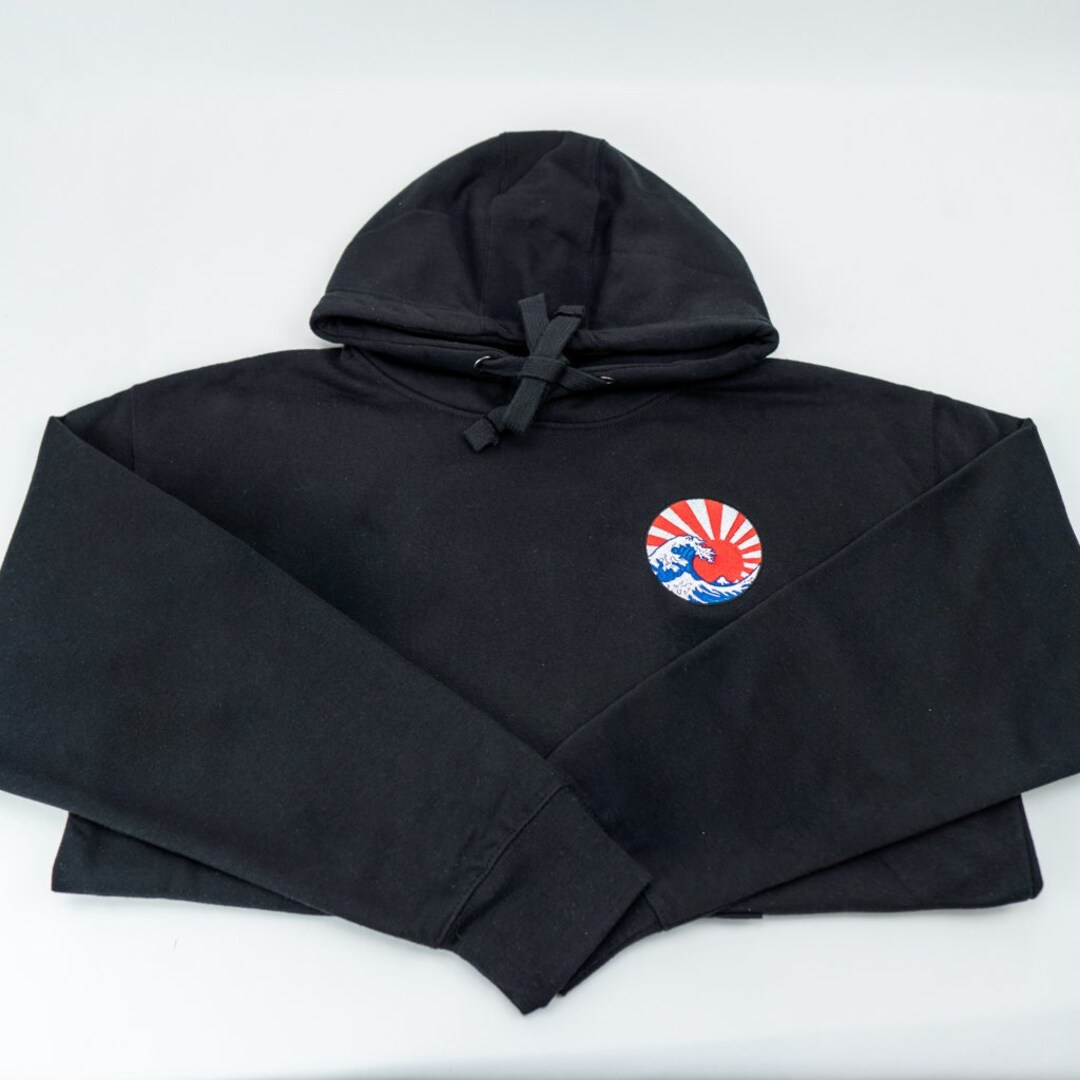 Japanese Great Wave Rising Sun Embroidered Hoodie - Japan, Anime, Great ...