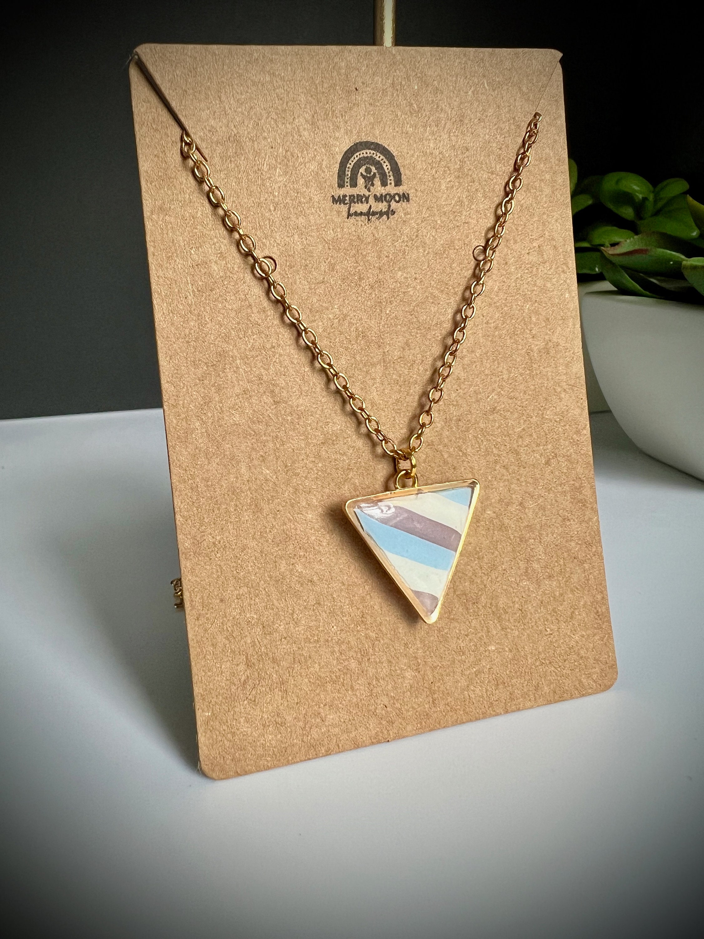 18-inch Trans Pride Polymer Clay Triangle Pendant Necklace, Lightweight ...