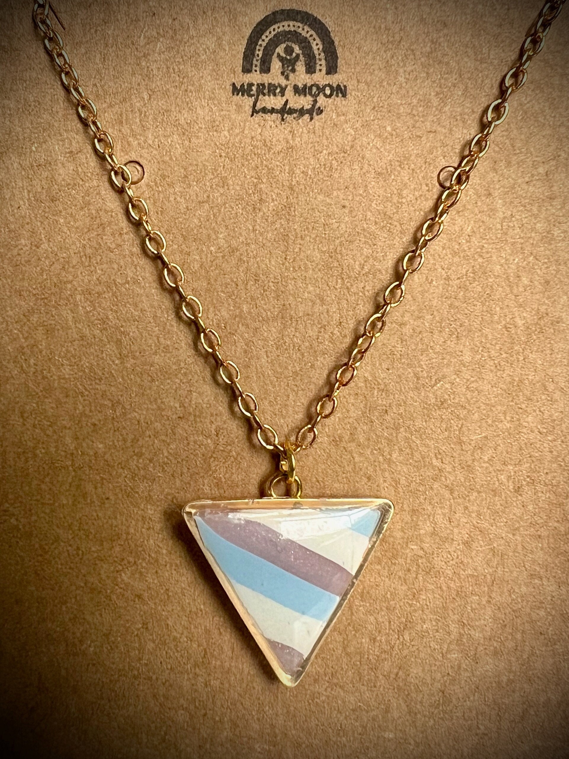 18-inch Trans Pride Polymer Clay Triangle Pendant Necklace, Lightweight ...