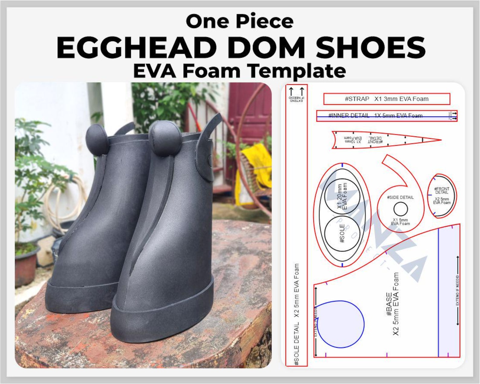 DOM Shoes / Egghead Boots - One Piece Cosplay Prop - Digital Template Pattern - Etsy