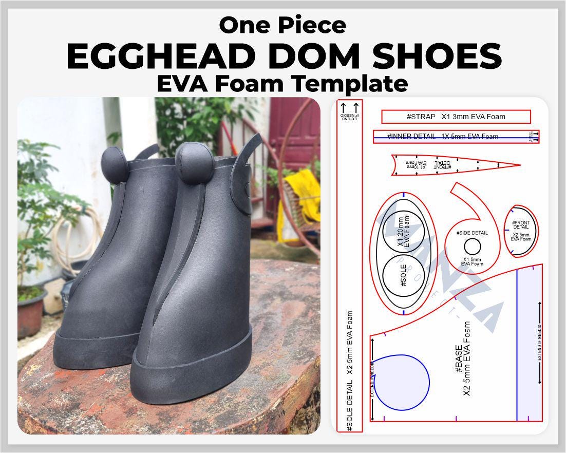 DOM Shoes / Egghead Boots - One Piece Cosplay Prop - Digital Template ...