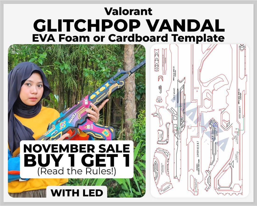Glitchpop Vandal with LED Valorant Cosplay Prop Digital Template ...