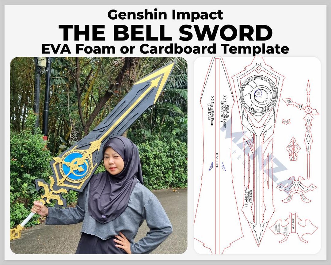 The Bell Sword - Genshin Impact Cosplay Prop - Digital Template Pattern ...