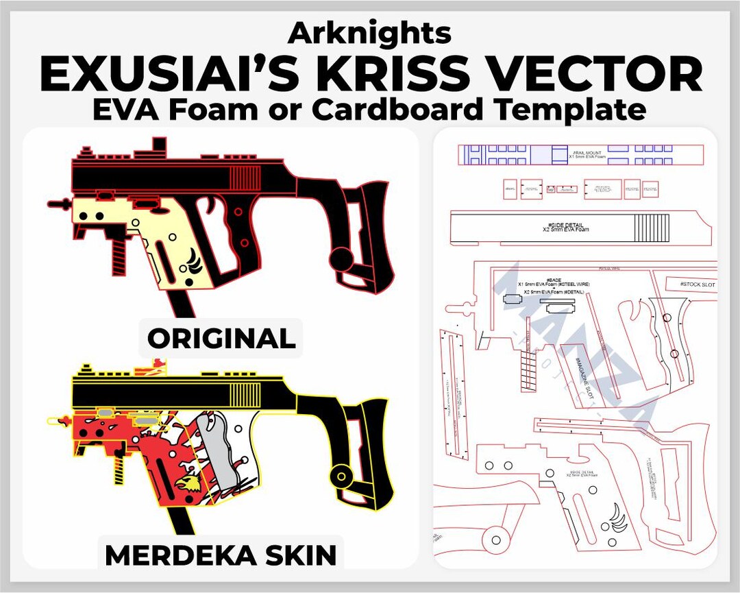 Exusiai's Kriss Vektor - Arknights Cosplay Prop - Digital Template ...