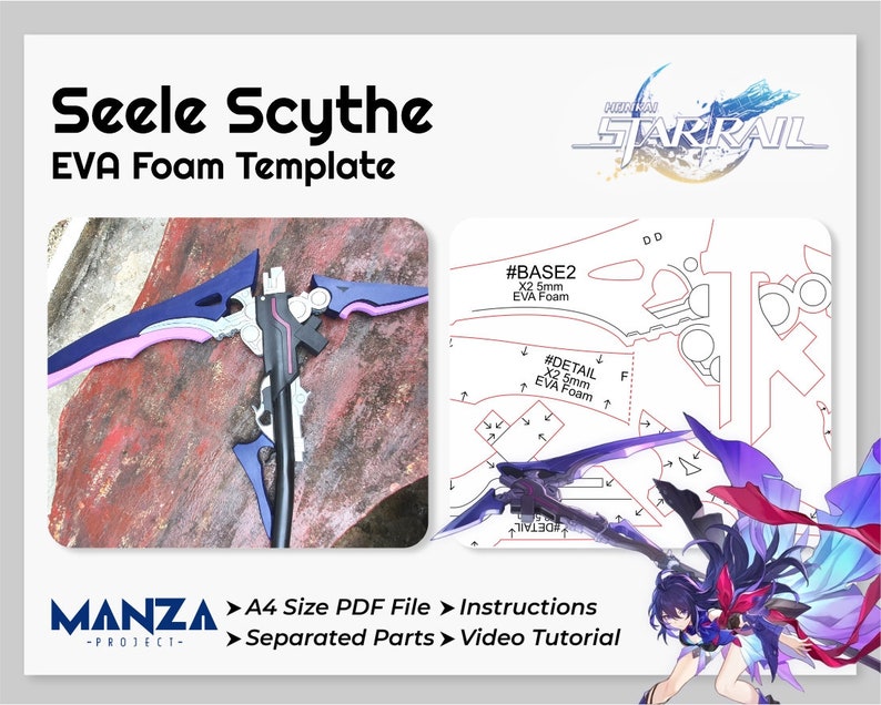 Seele Scythe Honkai Star Rail Cosplay Prop Digital Template Pattern - Etsy