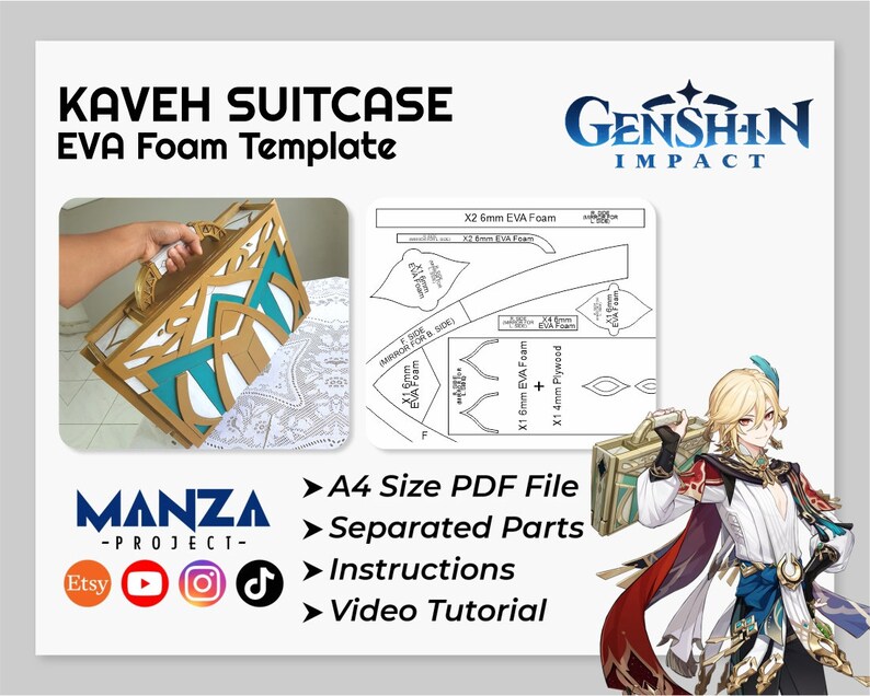 Kaveh Mehrak Genshin Impact Cosplay Prop Digital Template Pattern - Etsy
