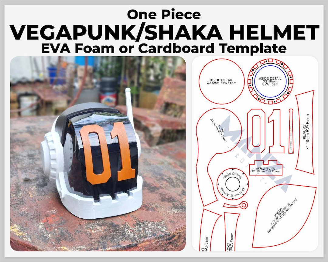 Vegapunk/shaka Helmet - One Piece Cosplay Prop - Digital Template ...