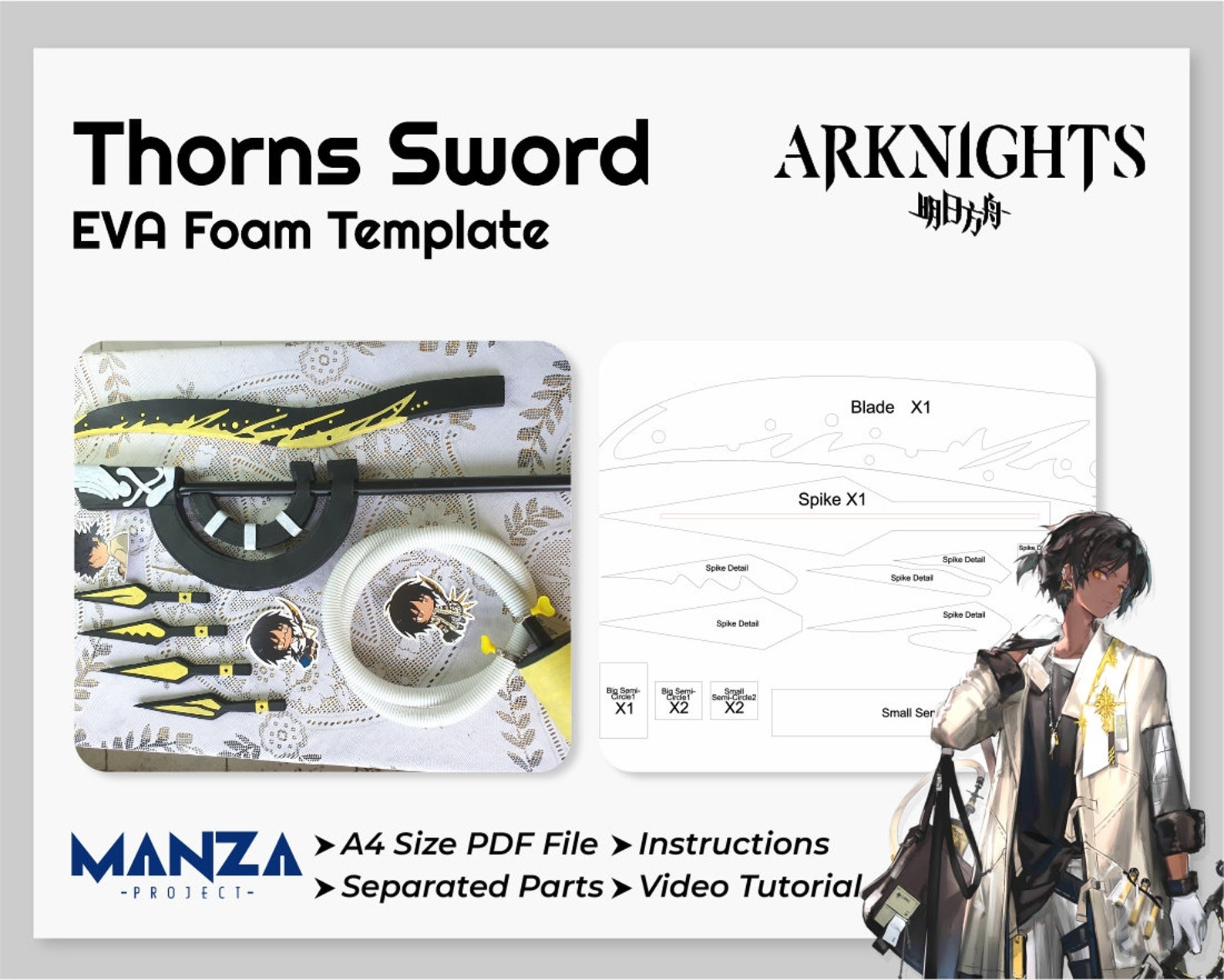 Thorns Sword Arknights Cosplay Prop Digital Template Pattern - Etsy
