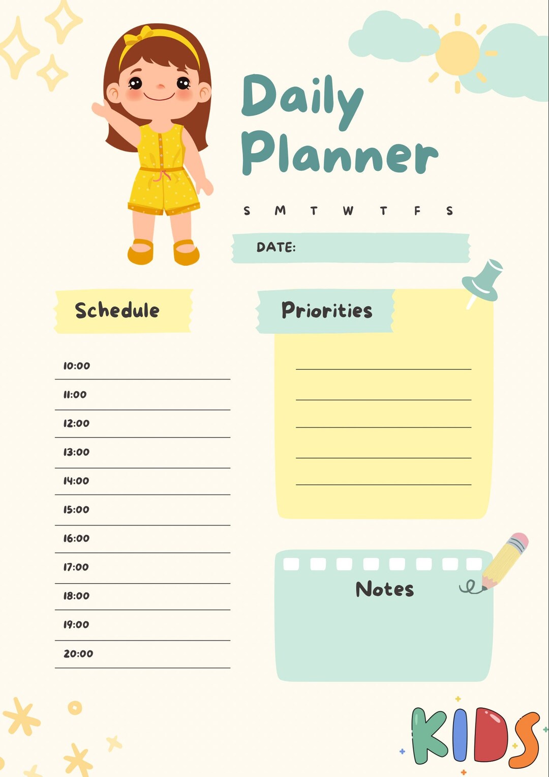 Kids Daily Planner.plan Your Day.daily Priorities for Kids. - Etsy