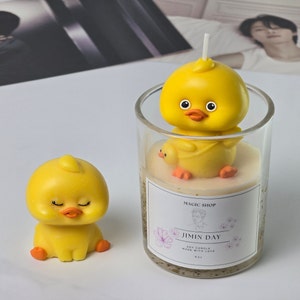 Jimin Birthday Custom Handmade Scented Soy Wax Baby Duck on White Wax W ...