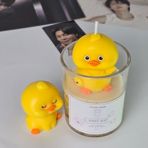 Jimin Birthday Custom Handmade Scented Soy Wax Baby Duck on White Wax W ...
