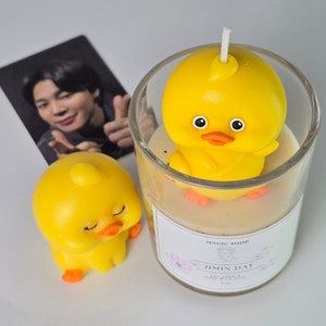 Jimin Birthday Custom Handmade Scented Soy Wax Baby Duck on White Wax W ...