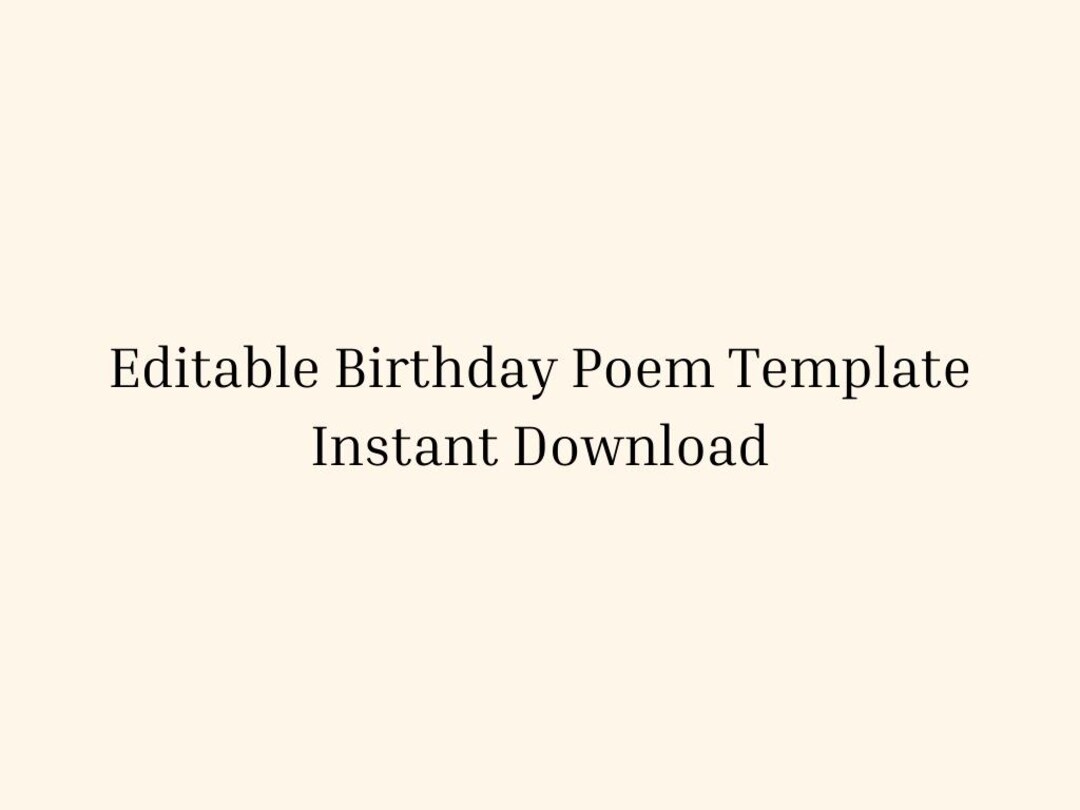 Editable Birthday Poem Template – Rhyming Milestone Birthday Poem ...