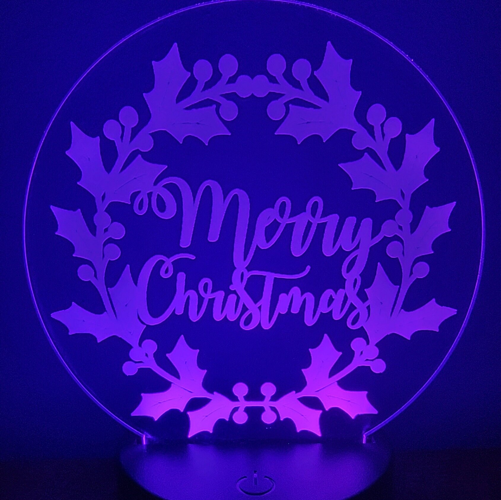 Merry Christmas Wreath Night Light LED Acrylic Color - Etsy