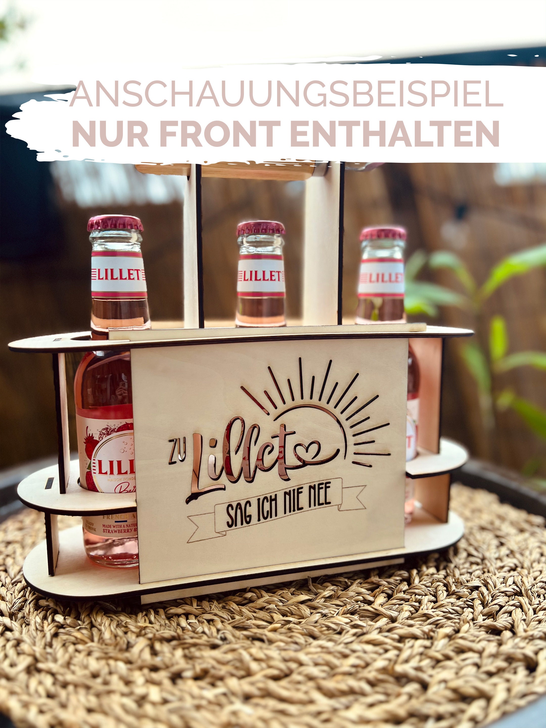 Lasercut-Datei: Front Zu Lillet sag ich nie nee für Getränkehalter 0,2l-Flaschen SVG / DXF ...