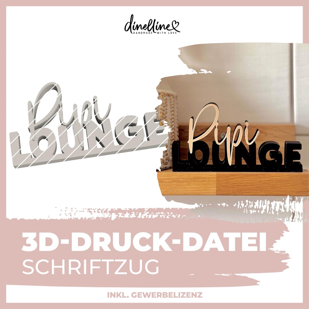 3D Printing File Lettering | Pee Lounge | Variable Size | for Standing ...