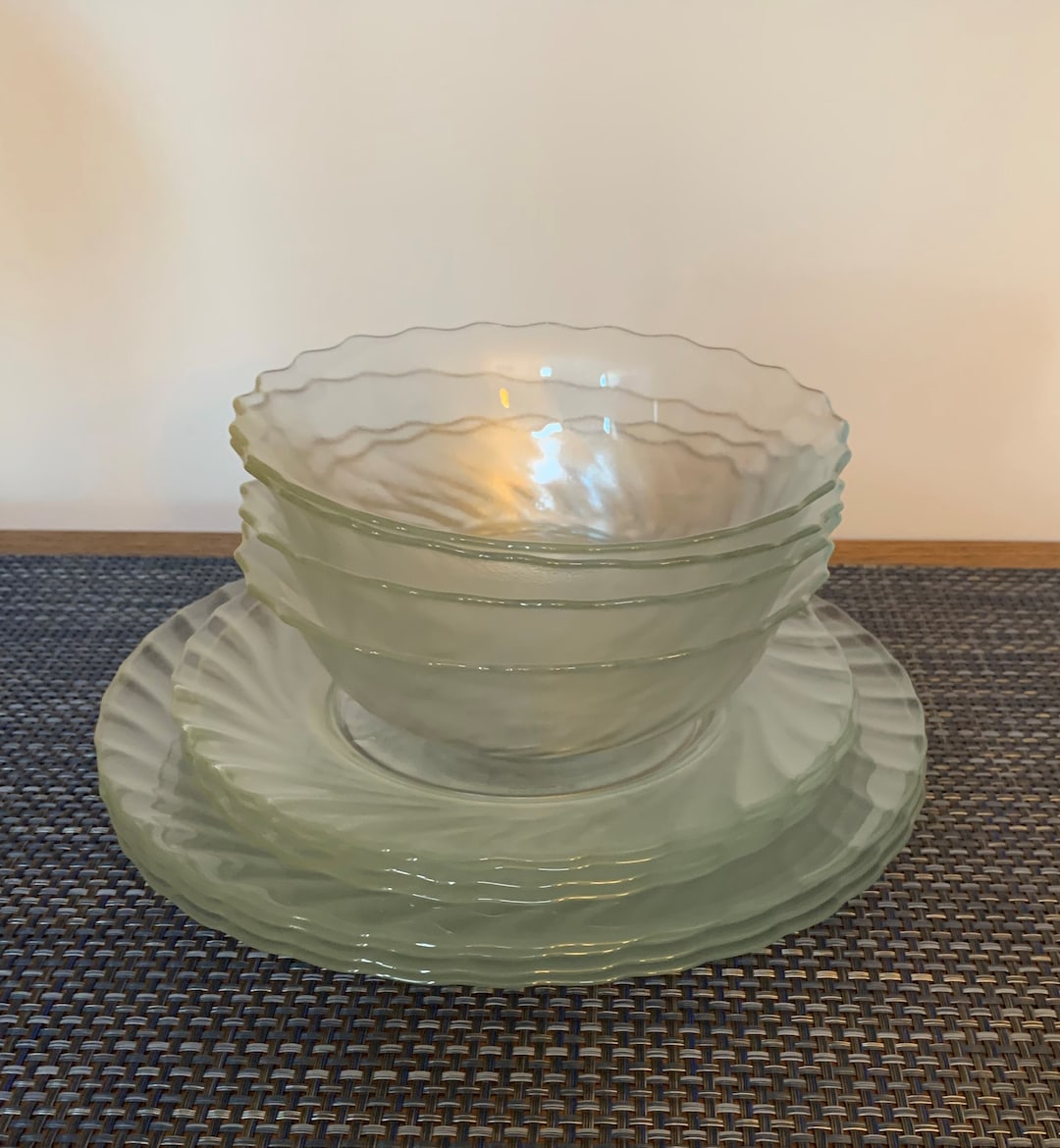 Vintage ARCOROC 12pc Clear Glass Dinnerware Set - Etsy Australia