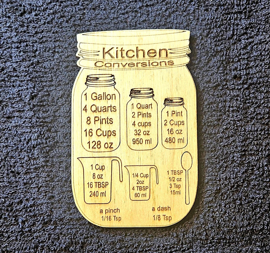 Mason Jar Conversion Chart for Laser - Etsy