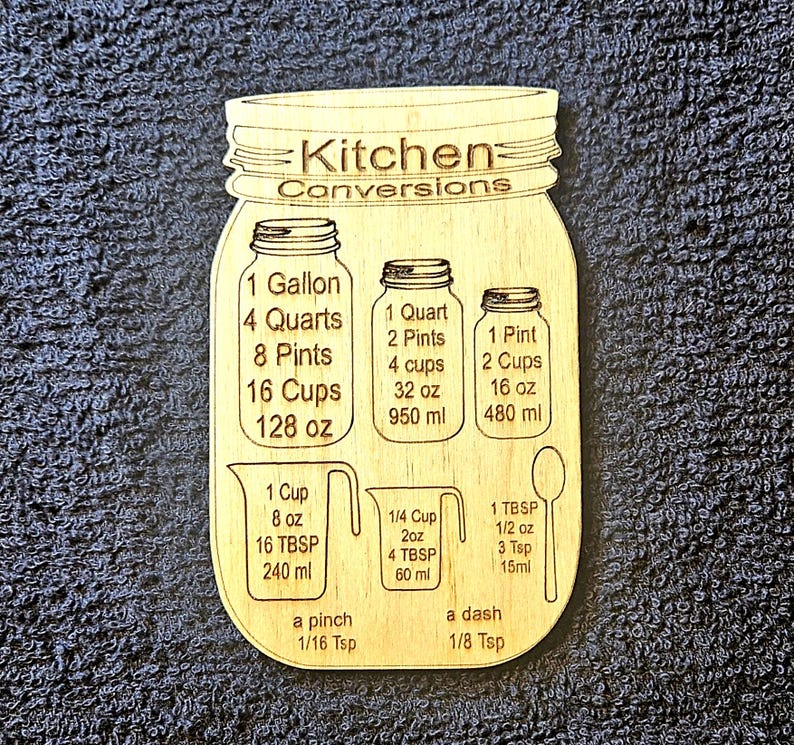 Mason Jar Conversion Chart for Laser - Etsy