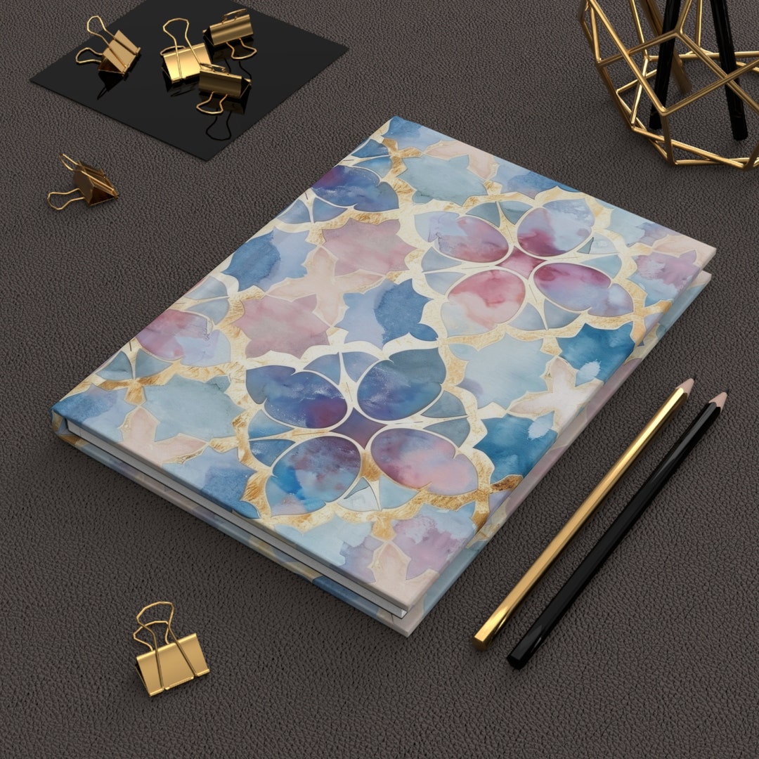 Watercolor Lined Journal | Pink Blue Geometric Notebook (5.75x8) - Etsy