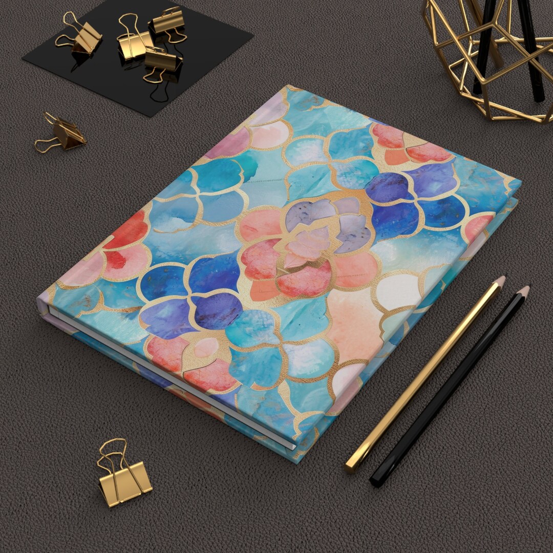 Floral Watercolor Lined Journal, Modern Geometric Diary (5.75x8) - Etsy