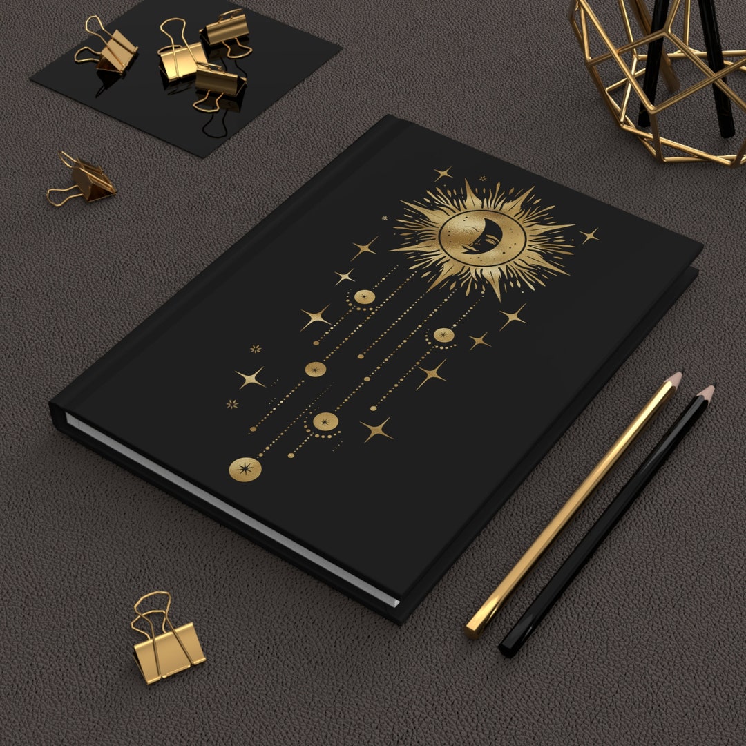 Black Astral Golden Sun Journal Hardcover Notebook Diary - Etsy