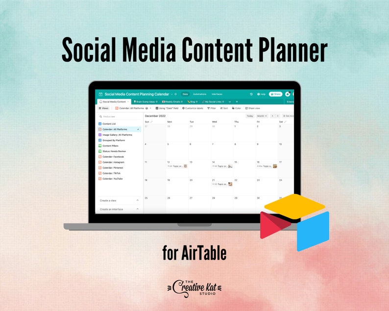 Social Media Content Planner for Airtable Content Calendar - Etsy