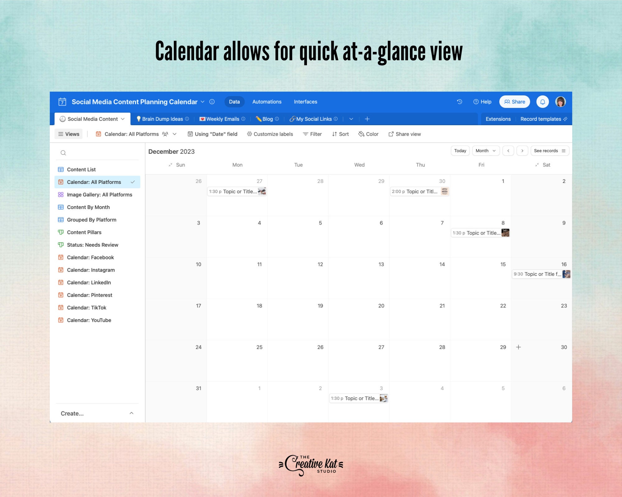 Social Media Content Planner for Airtable Content Calendar - Etsy