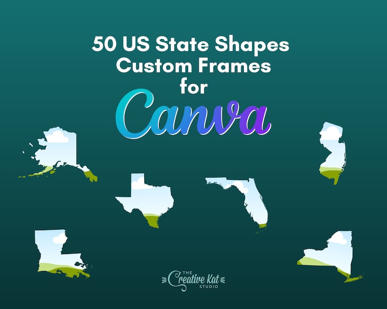 US States Canva Frames: 50 Shapes Template (digital Download) - Etsy