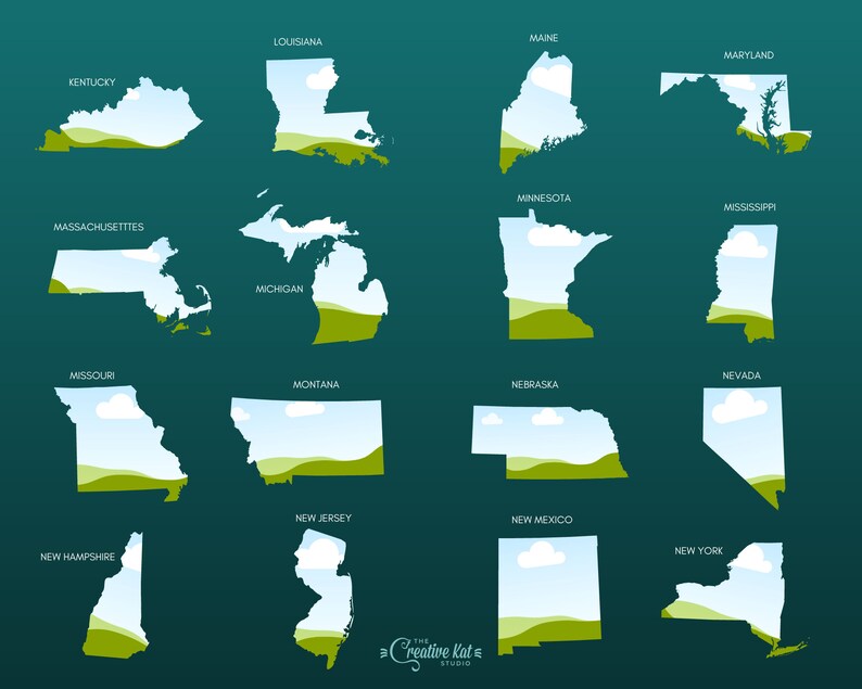 US States Canva Frames: 50 Shapes Template (digital Download) - Etsy