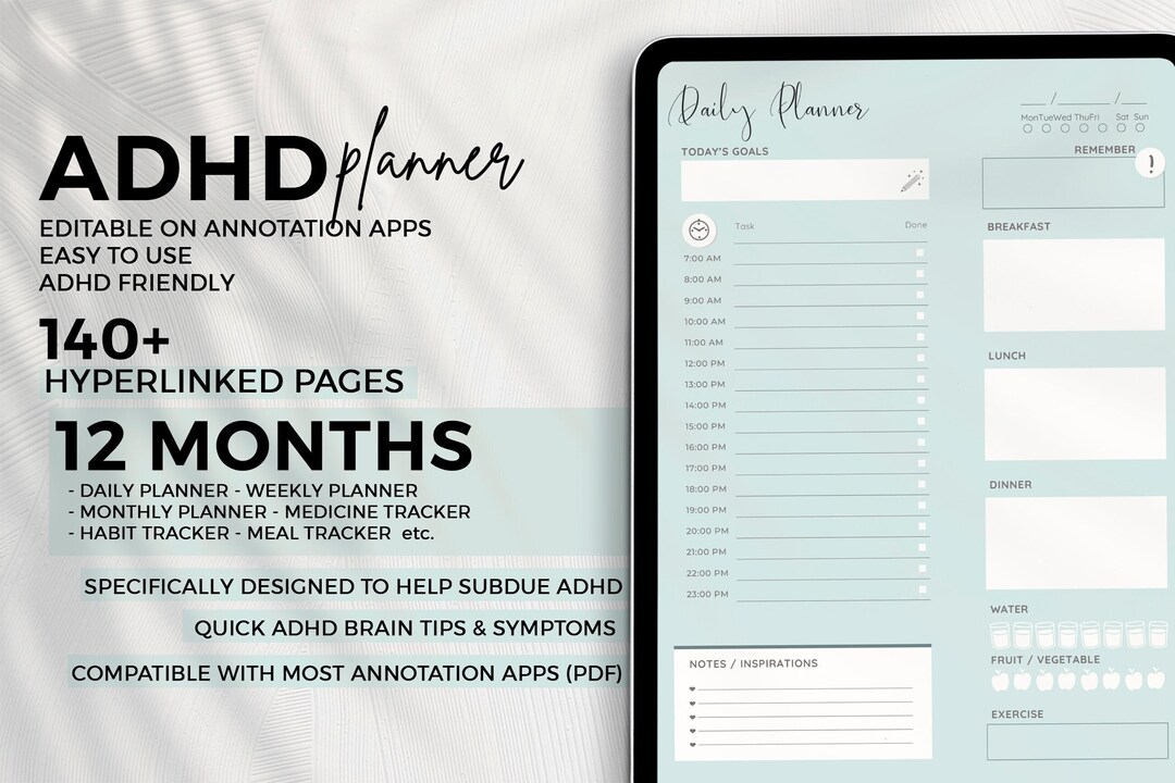 ADHD Digital Planner (made by an Adhder). Adult ADHD Daily Planner ...