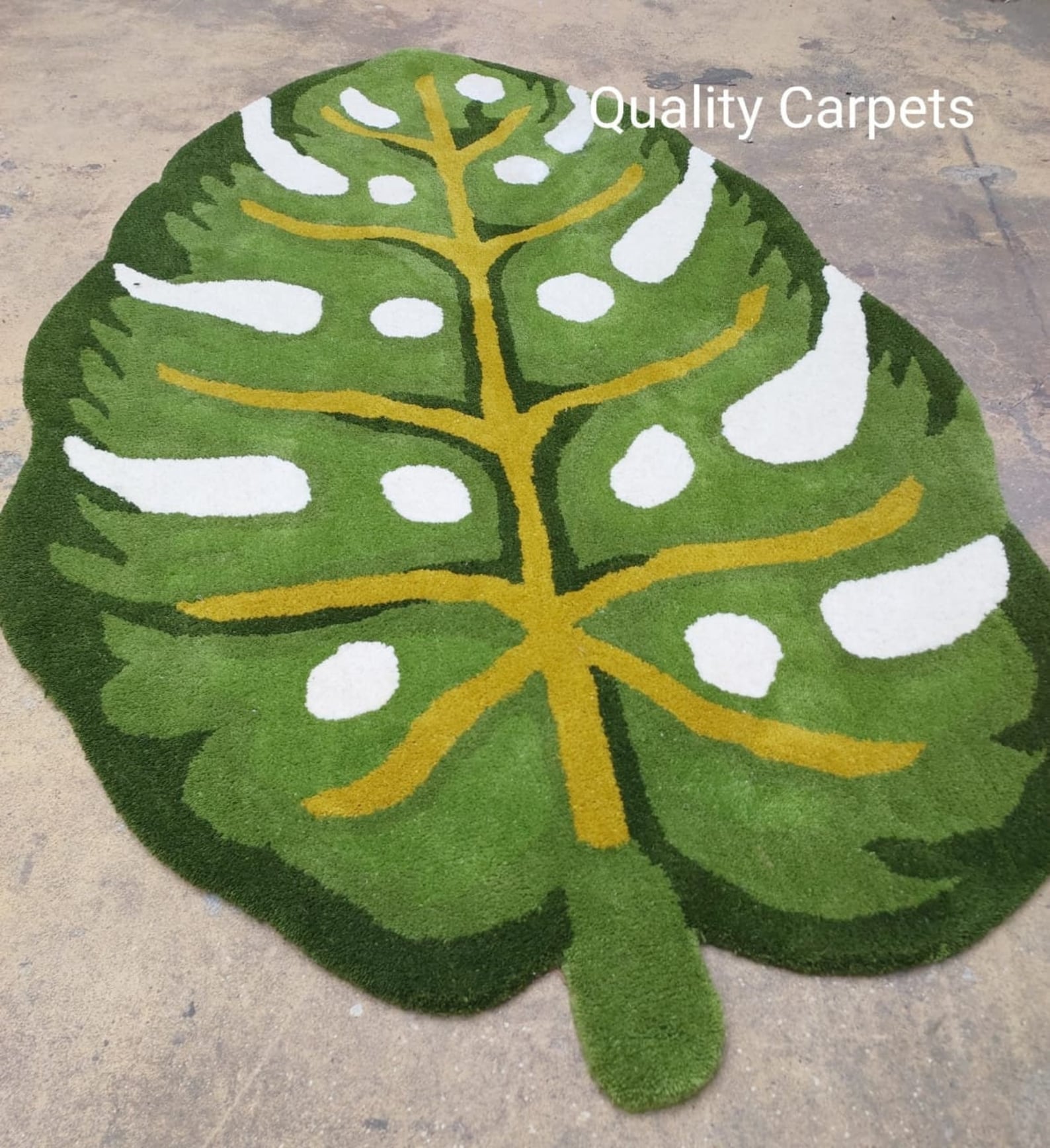 Handmade Designer Monstera Leaf Shape Area Rug for Living Room Bedroom ...