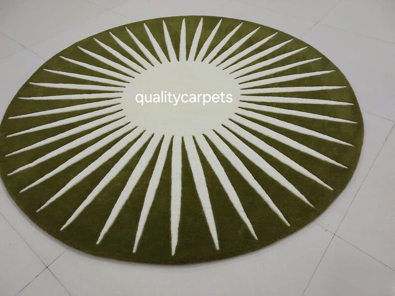 5x5 Round Rug Premium Quality Modern Abstract Handmade Woolen Tufted ...