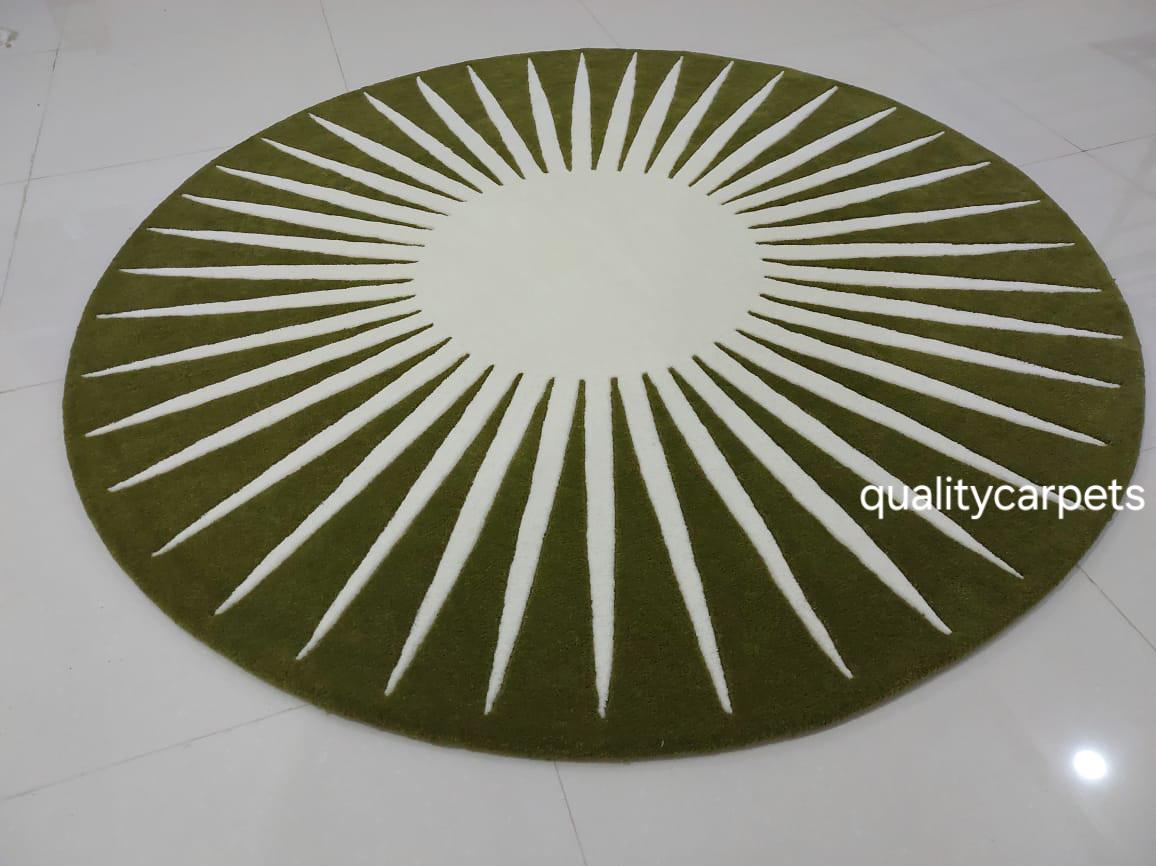 5x5 Round Rug Premium Quality Modern Abstract Handmade Woolen Tufted ...