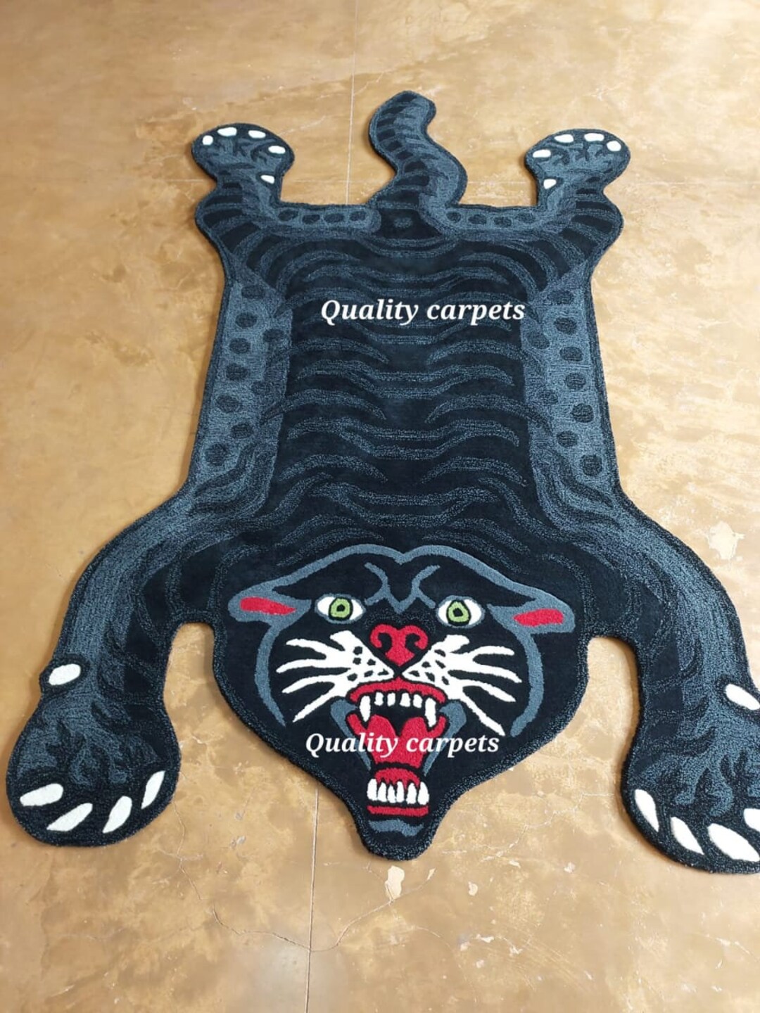 4x6 Handmade Tufted Black Panther Rug for Living Room , Bedroom ...