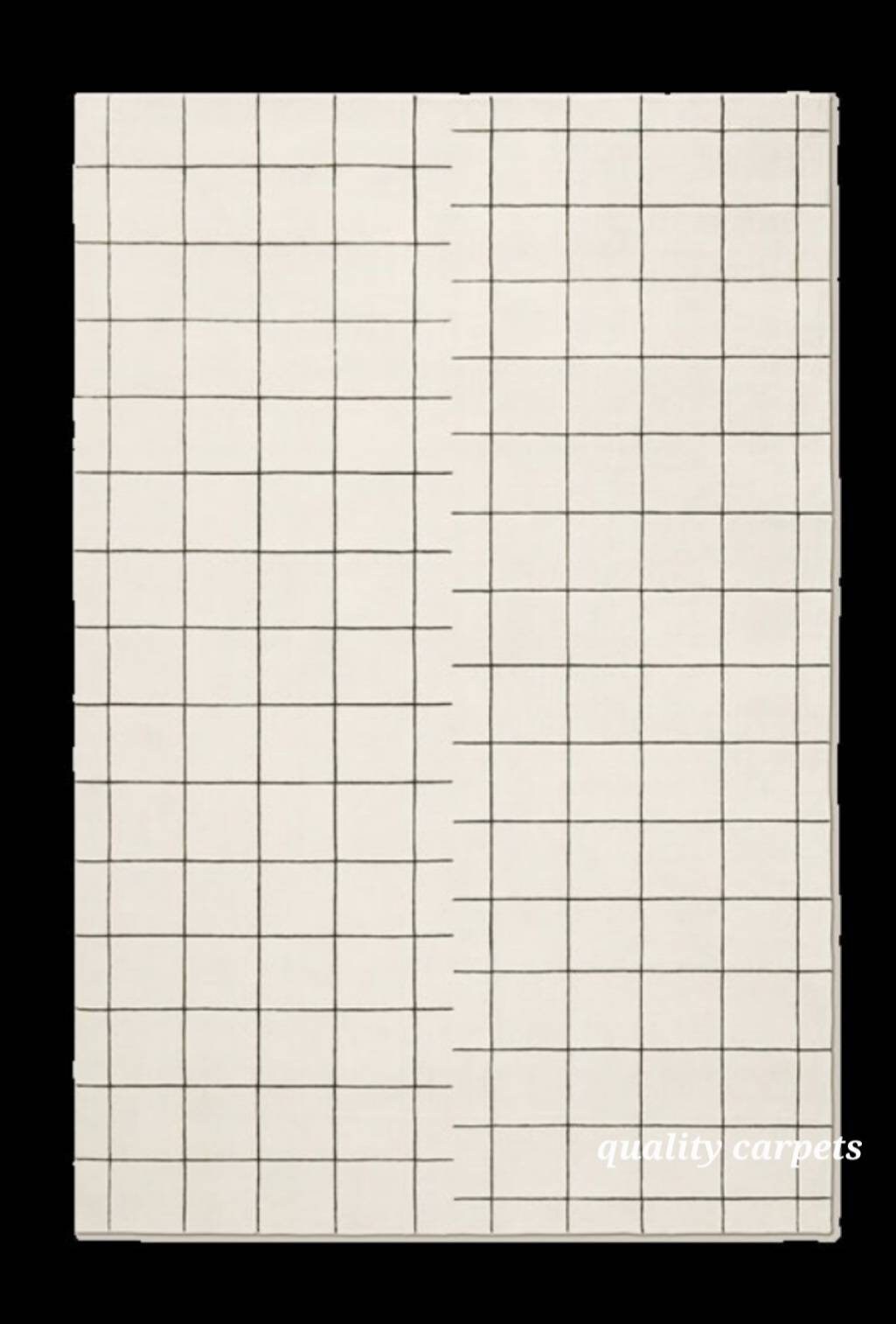 Handmade White Checkered Area Rug for Living Room Bedroom , Modern ...