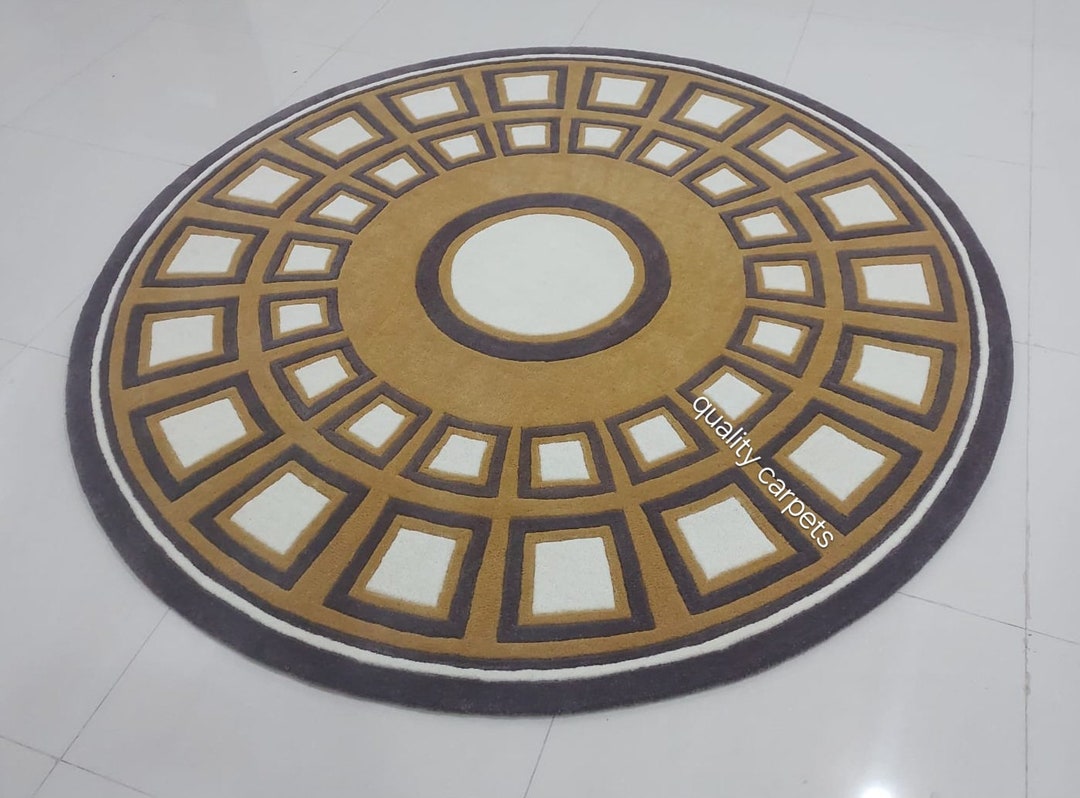 5x5 Round Rug Premium Quality Modern Abstract Handmade Woolen Tufted ...