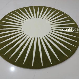 5x5 Round Rug Premium Quality Modern Abstract Handmade Woolen Tufted ...