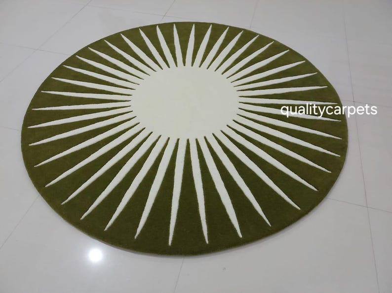 5x5 Round Rug Premium Quality Modern Abstract Handmade Woolen Tufted ...