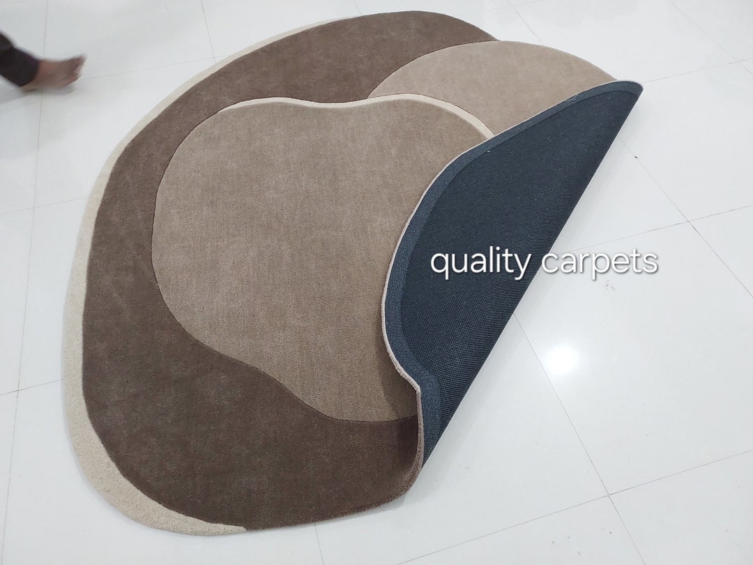 Odd Shape Round Choco Brown Rug Premium Quality Modern Abstract ...