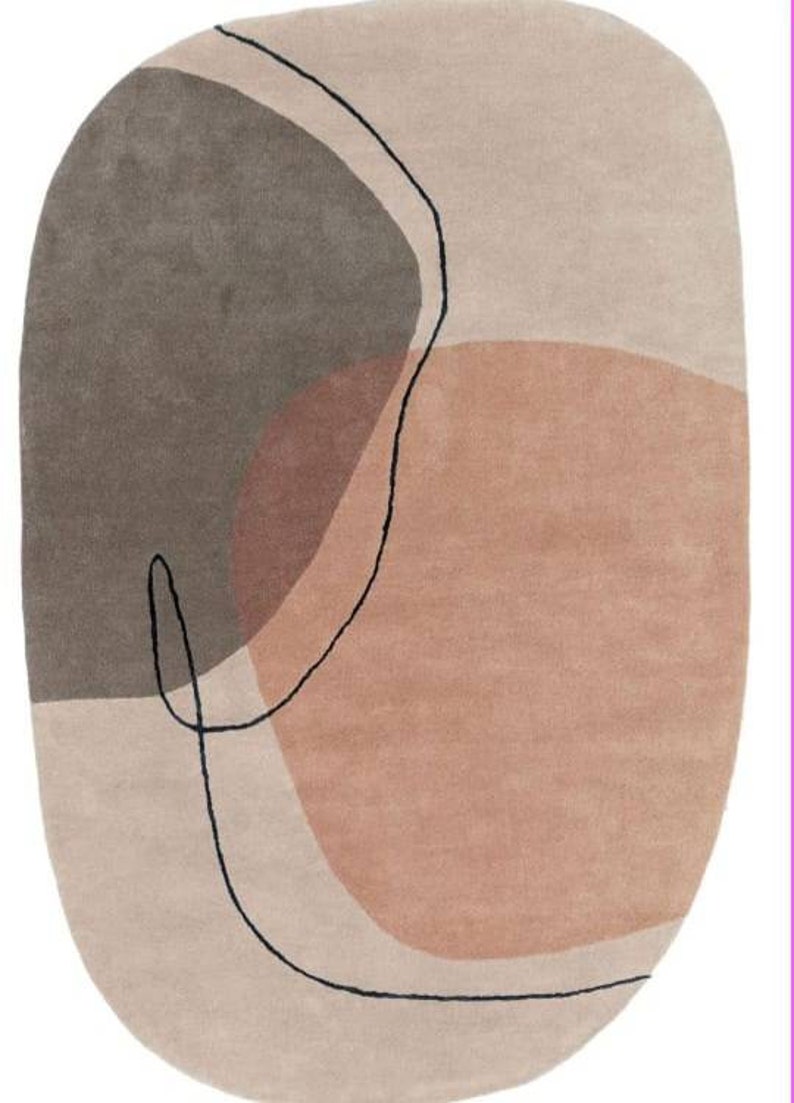 Handmade Designer Area Rug Oval Rug for Living Room Bedroom , Modern ...